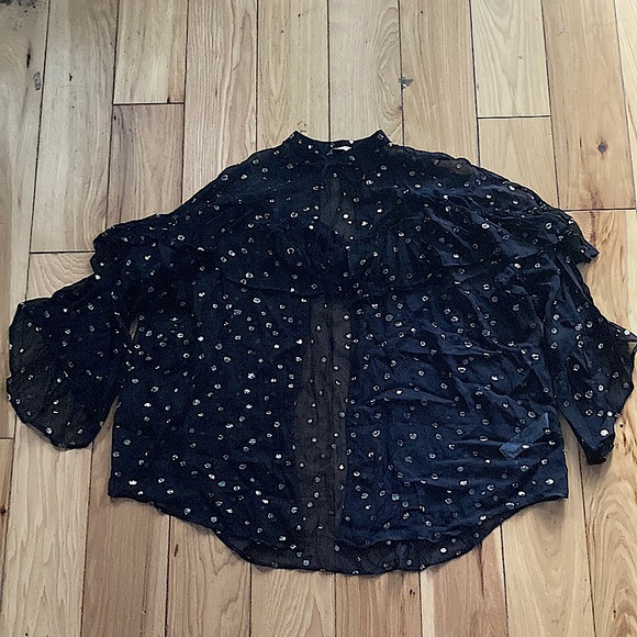 Zara | Tops | Zara Polka Dot Sheer Ruffle Blouse | Poshmark